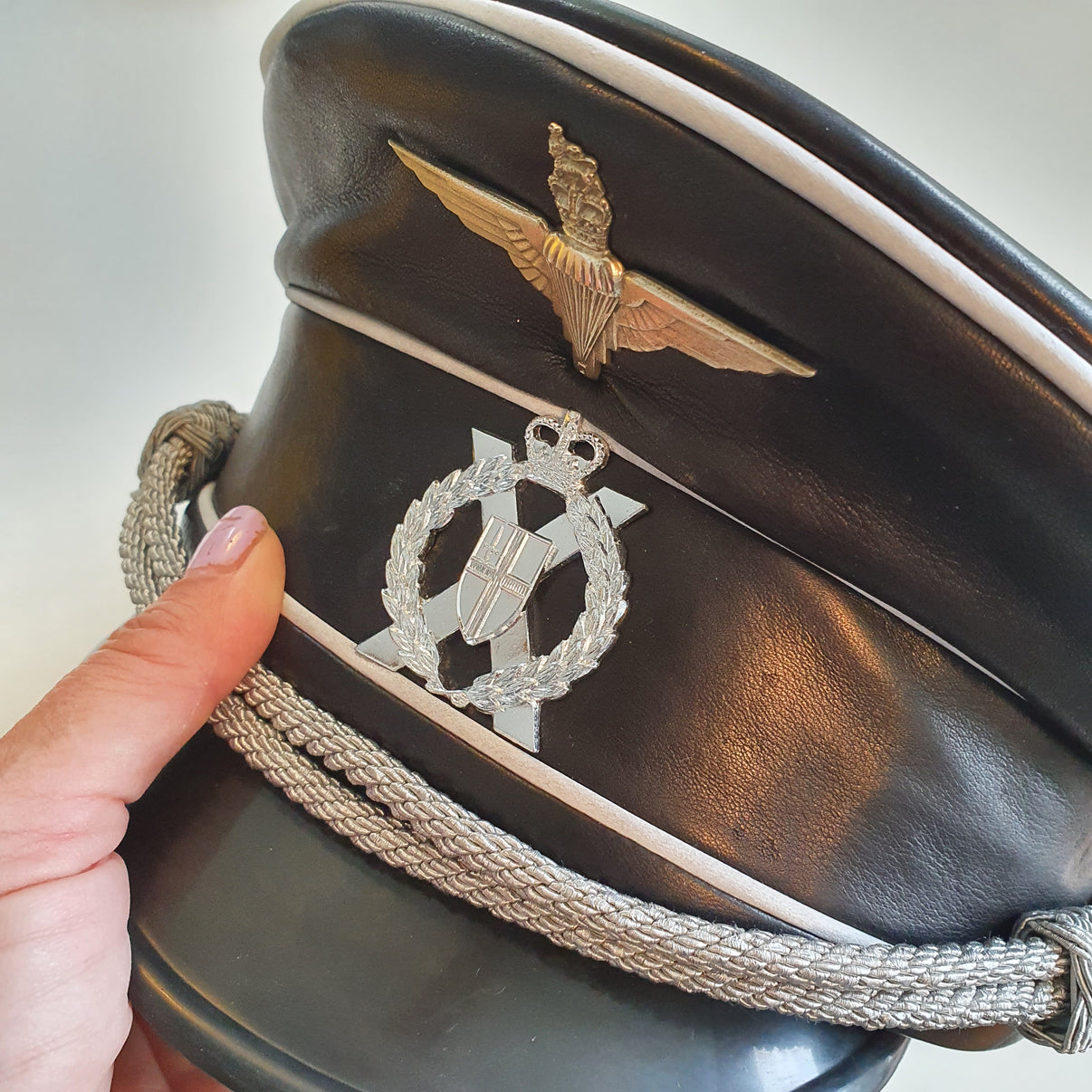 Leather Military Style Officers Peaked Cap – Lux Tenebrae